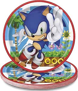 Amazon.com: Unique Red & Blue Sonic the Hedgehog - Platos redondos de ...