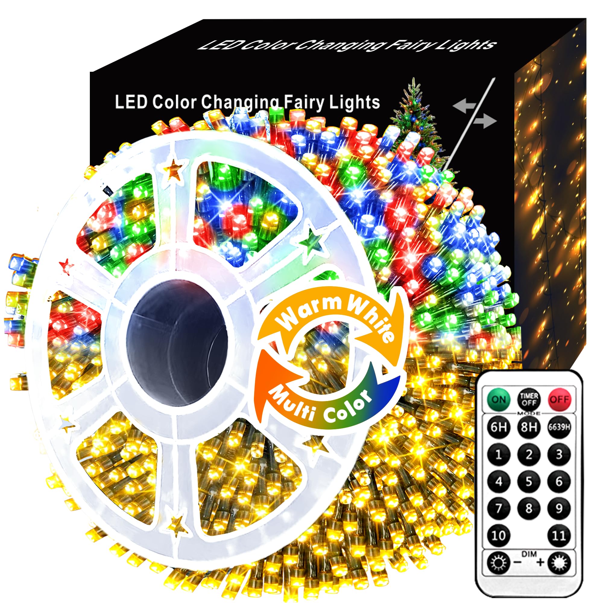 Voolex Christmas String Lights 197FT 600 LED, 2 Color Changing ...