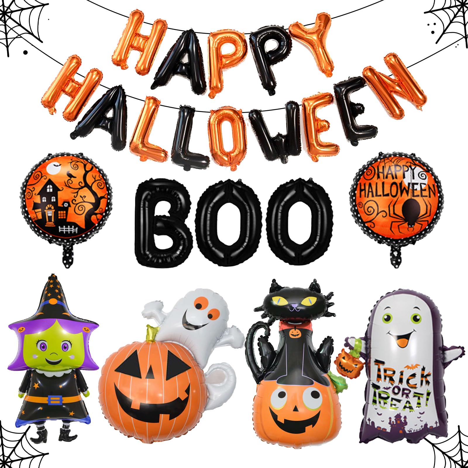 Amazon.com: Halloween Foil Balloons, 3D Halloween Aluminum Helium Balloons Witch, Pumpkin Cat ...