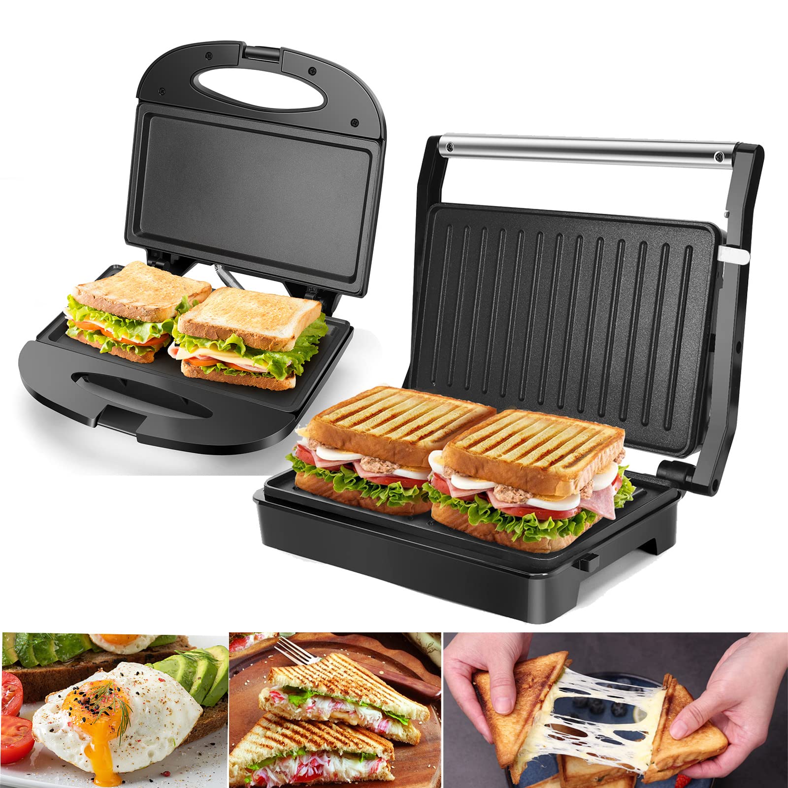 Amazon.com: Aigostar Sandwich Maker with Non-stick Deep Grid Surface ...