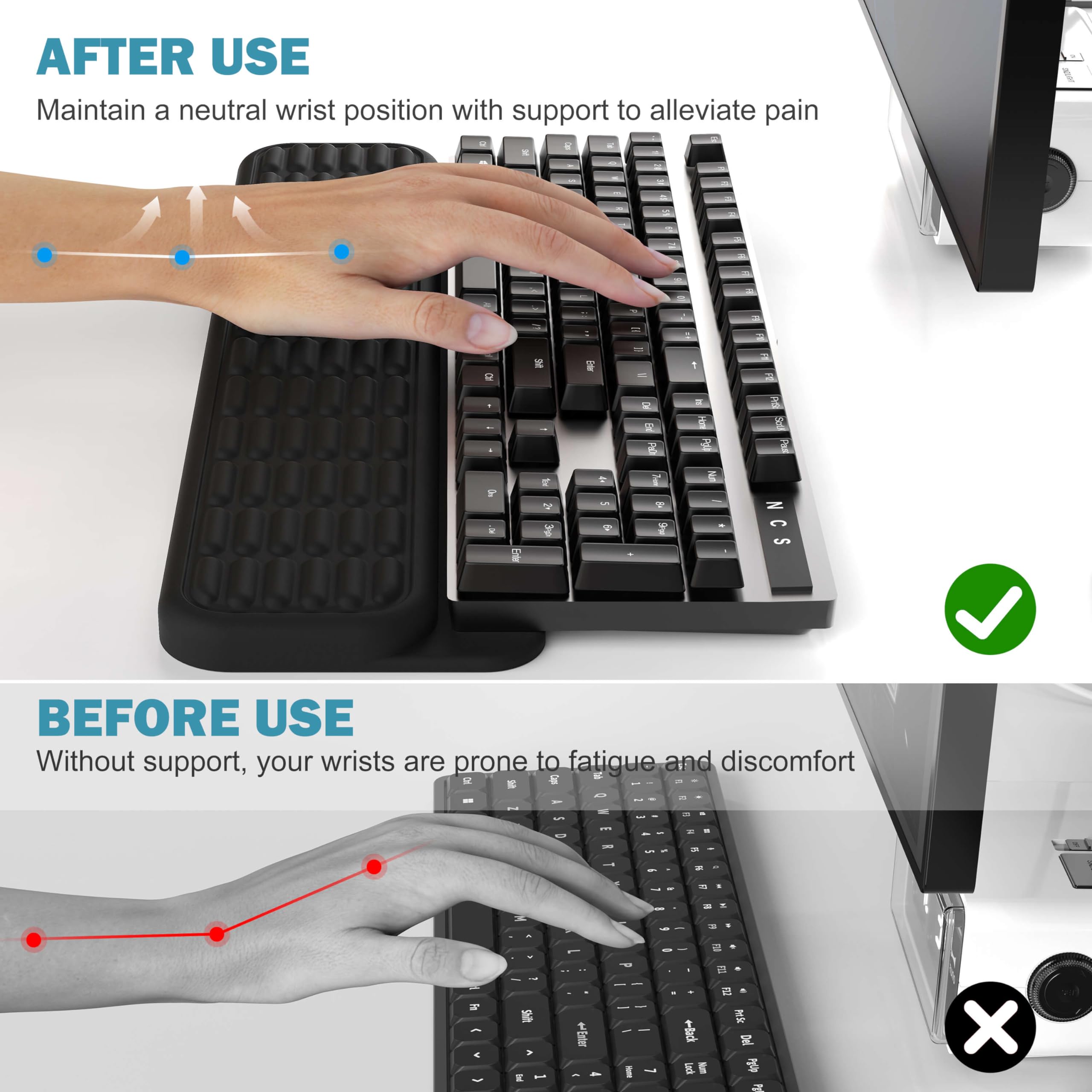 Snapklik.com : Mekass Keyboard-Wrist-Rest-with-Stickers, Ergonomic Hand ...