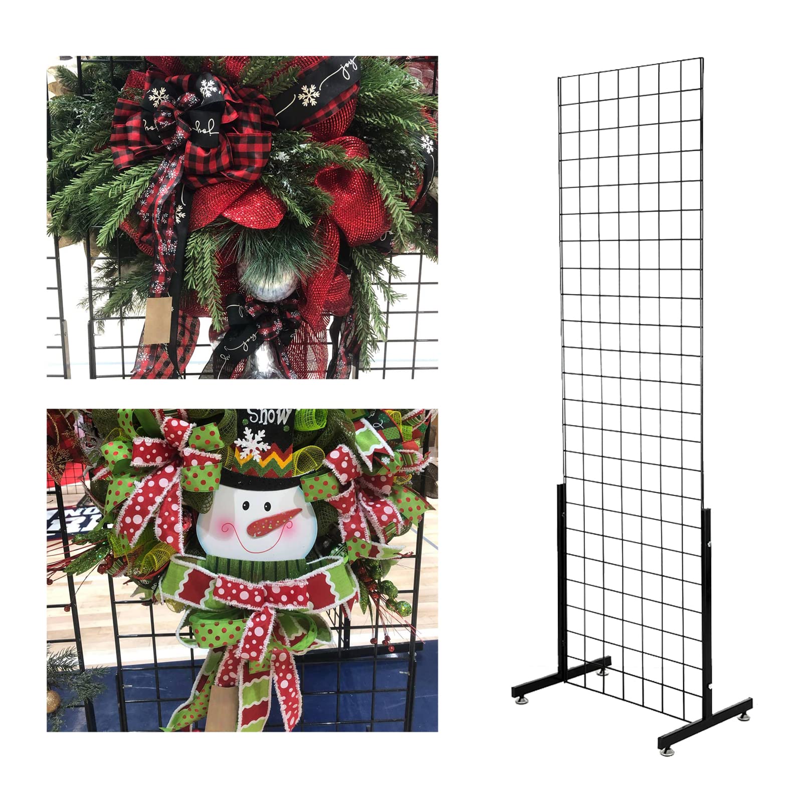 Bonnlo 6' x 2' Wire Grid Panel Tower with T-Base Floorstanding, Wire ...