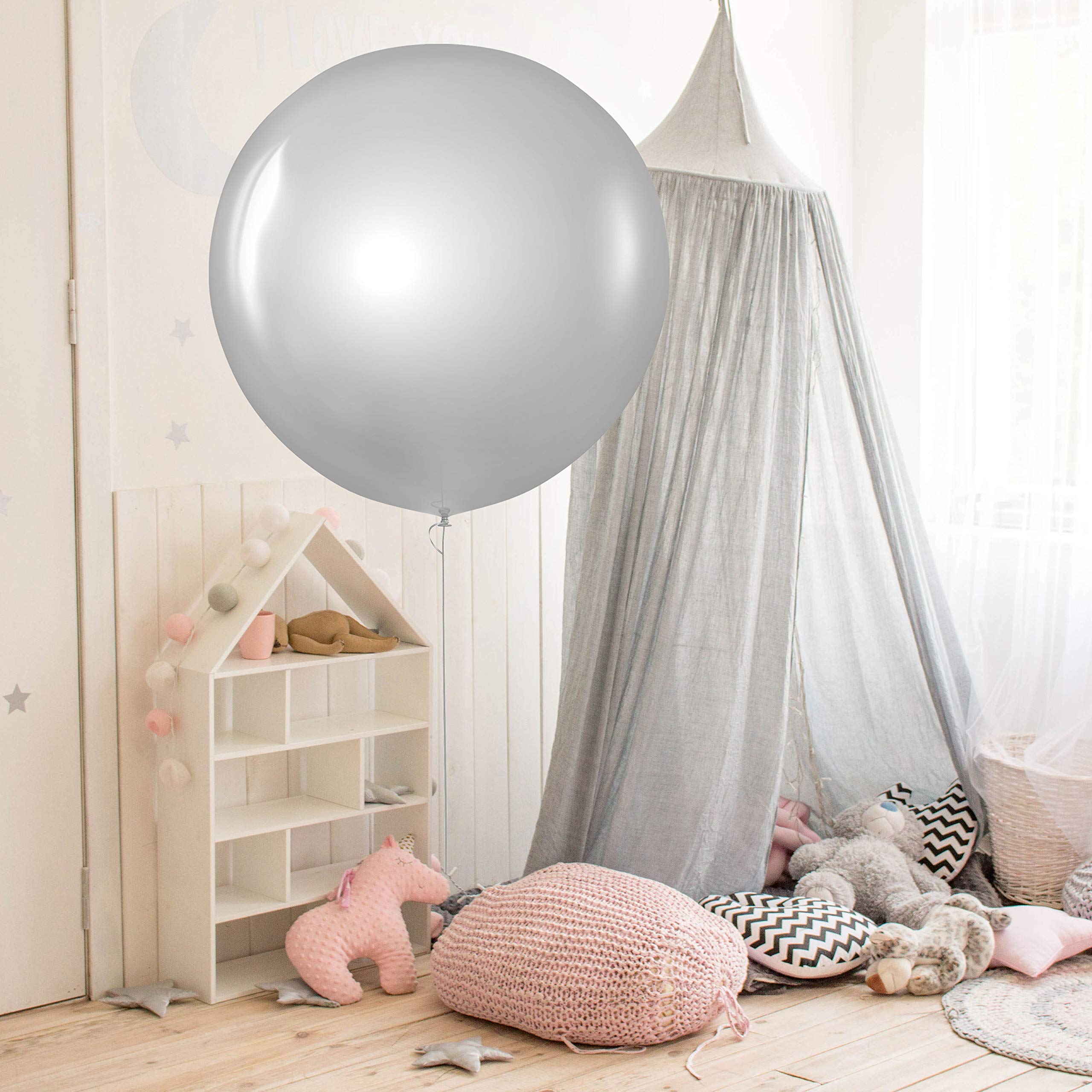 Snapklik.com : Prextex Silver Giant Balloons - 8 Pack, 36 Inch Silver ...
