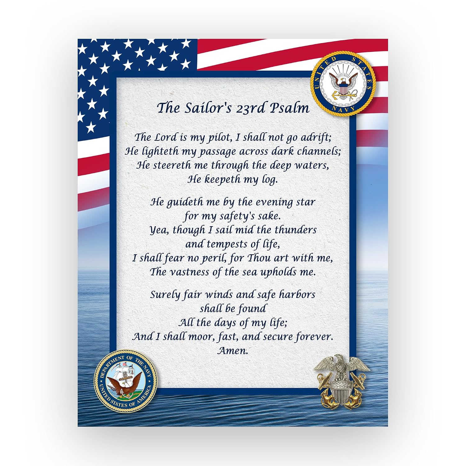 Amazon.com: The Sailor’s 23rd Psalm - US Navy Inspirational Bible Verse ...