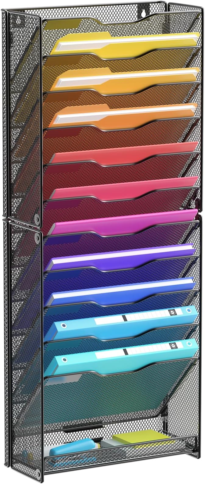 Amazon.com : VEESUN Wall File Organizer 12 Tier Mesh Letter Magazine ...