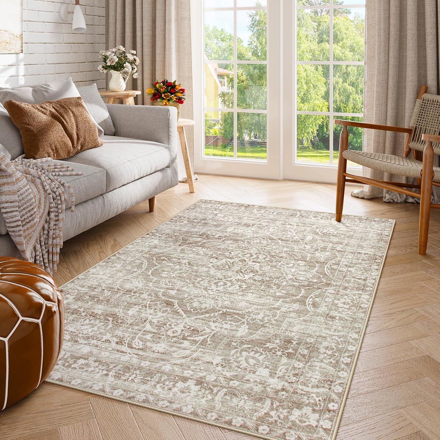 Amazon.com: Lahome 4x6 Area Rug Living Room Carpet - Floral Washable ...