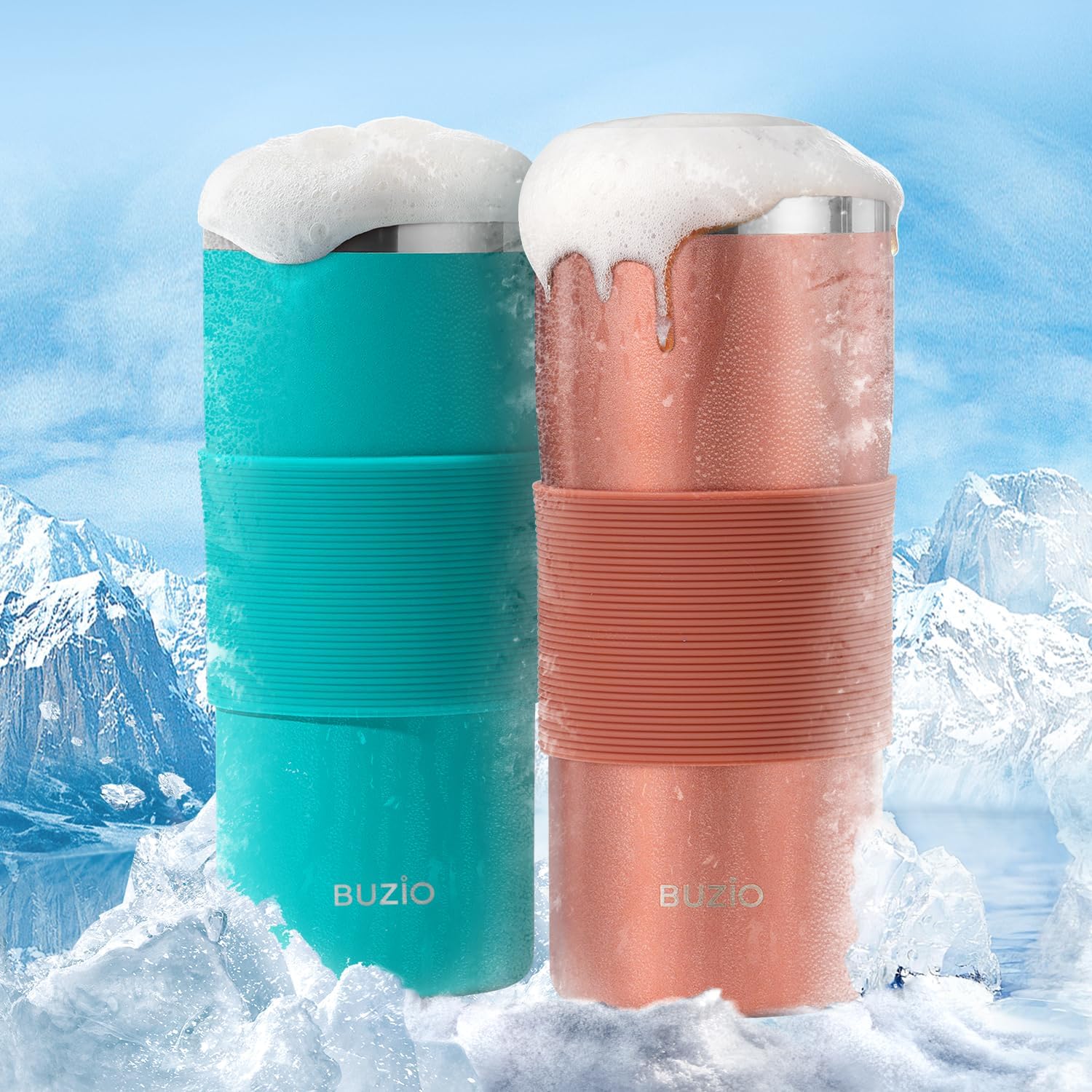 Amazon.com | BUZIO Beer Mug, Frozen Beer Cups 12oz, Triple Wall ...