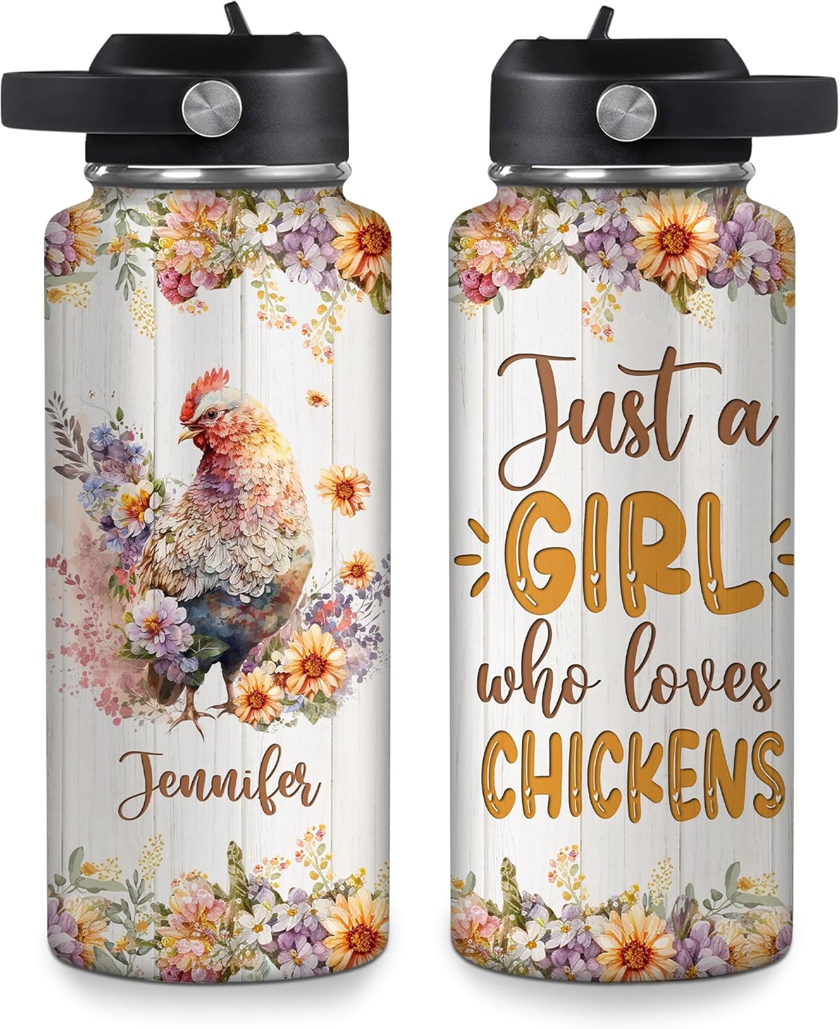 Amazon.com: Hyturtle Personalized Chicken Water Bottle - Chicken Print ...