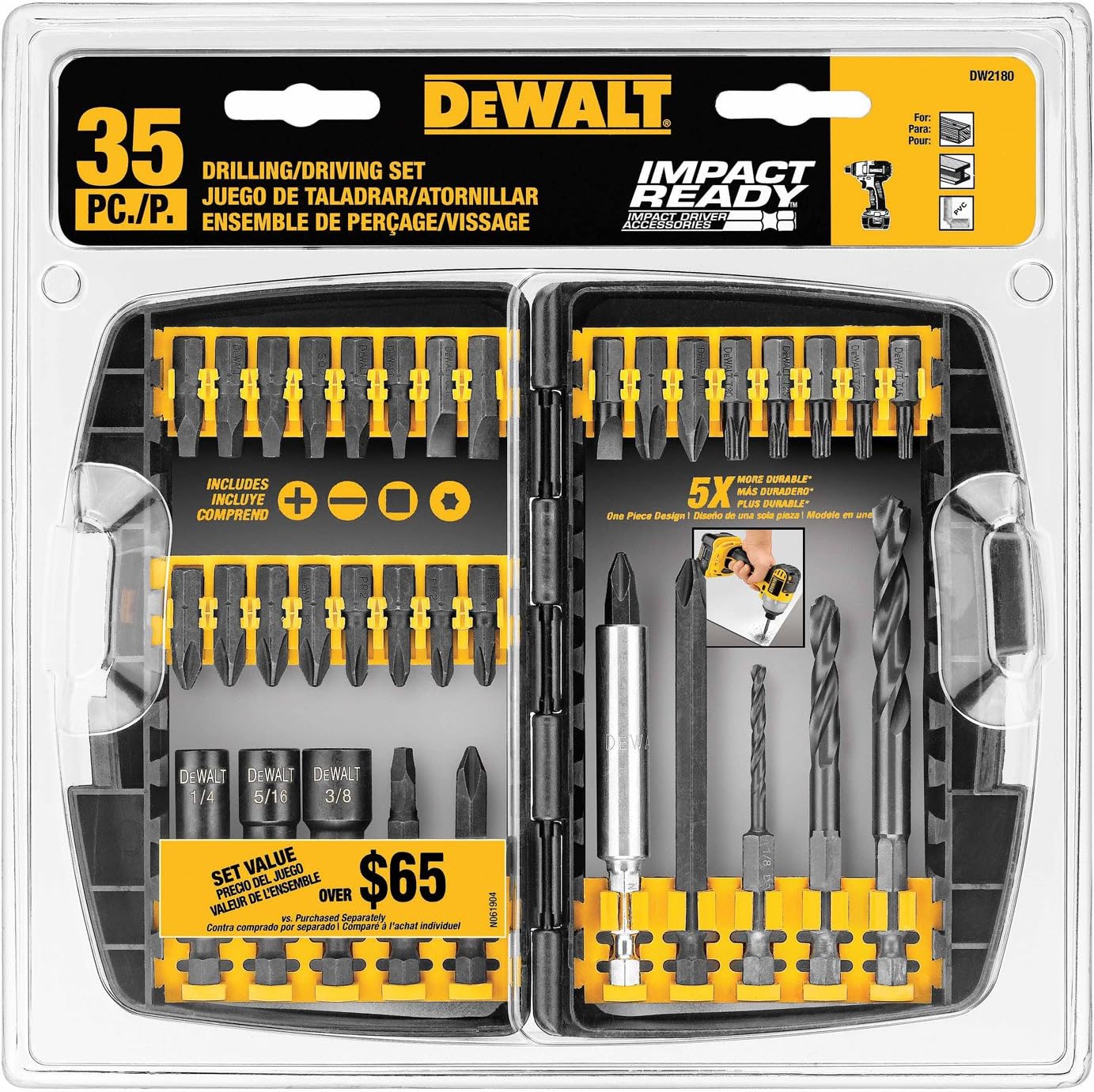DEWALT Impact Driver Bit Set, Drilling/Driving, 35-Piece (DW2180 ...