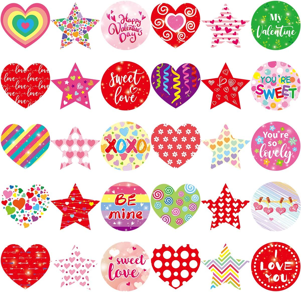 Amazon.com: Fancy Land 600 Valentines Heart Sticker for Kids Cards ...