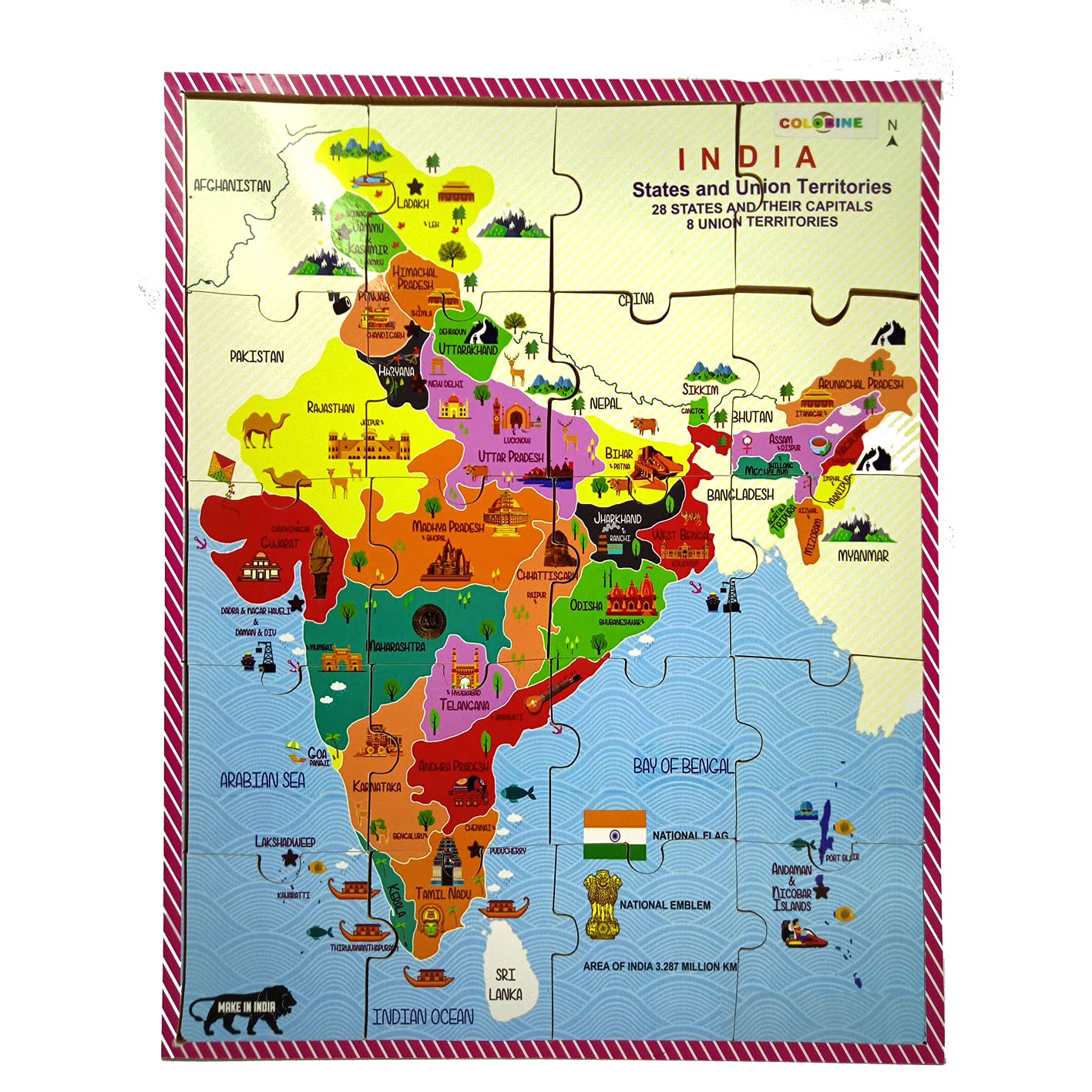 Buy COLOBINEPremium M.D.F.Bord India Puzzle Board Game with Knob ...