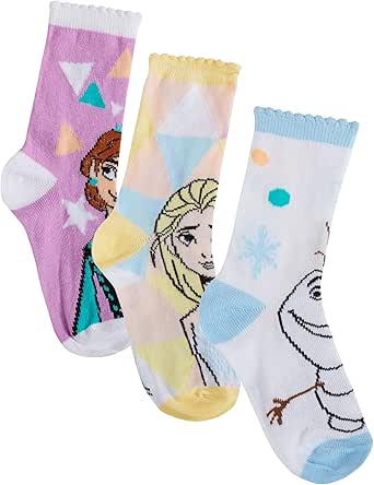 Disney Girls Frozen 3 Pack Socks Kids Elsa Multipack Ankle Sock for ...