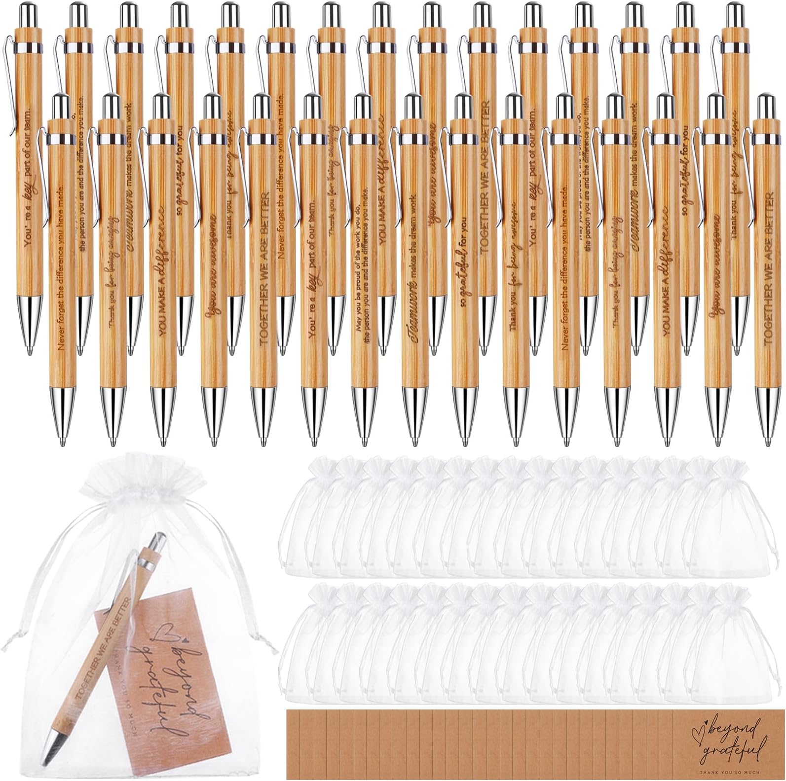 90 Pcs Employee Appreciation Gifts: Bamboo Ballpoint Pens with ...