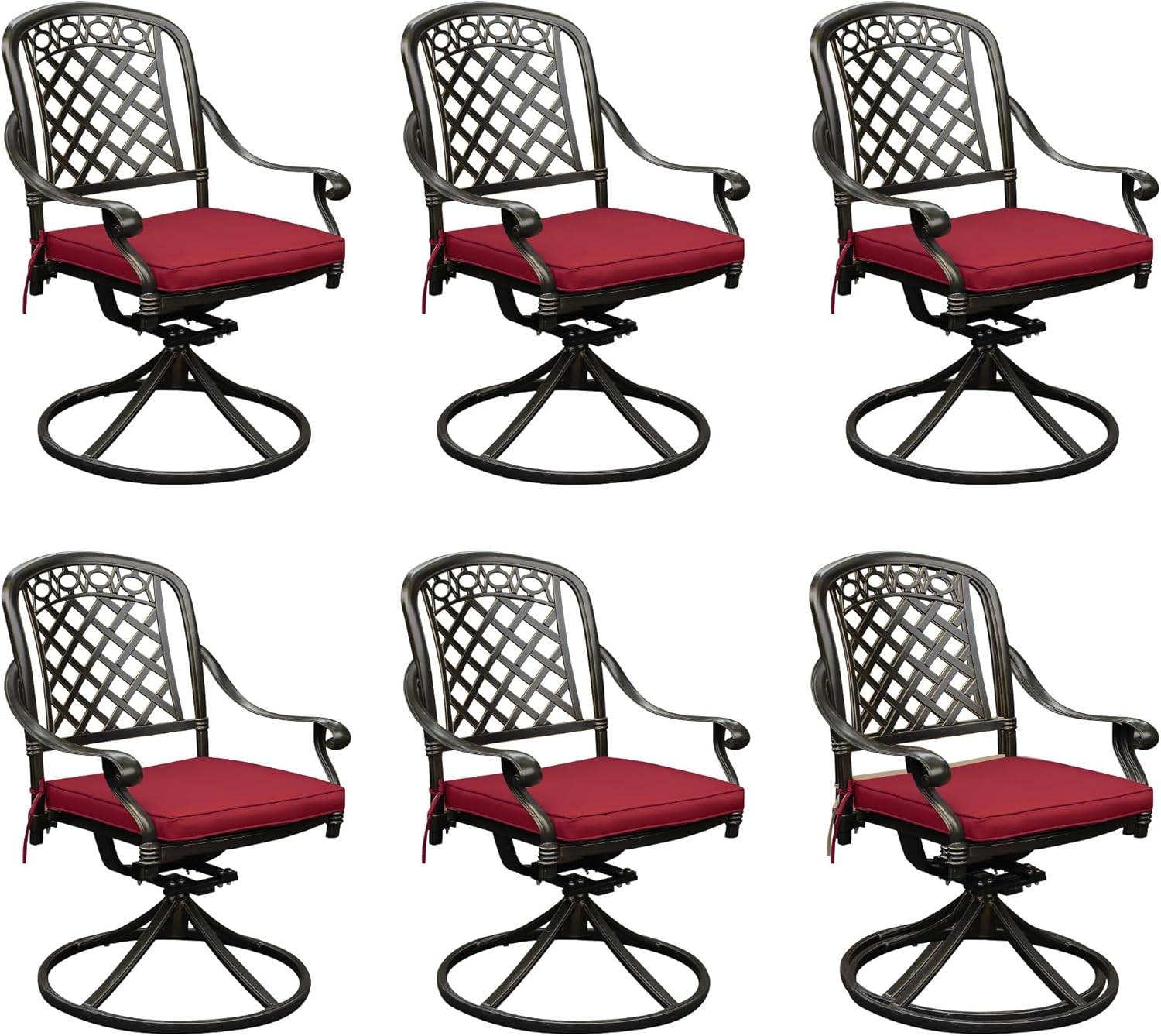 Amazon.com: Sumshadow 6 Piece Cast Aluminum Outdoor Swivel Dining ...