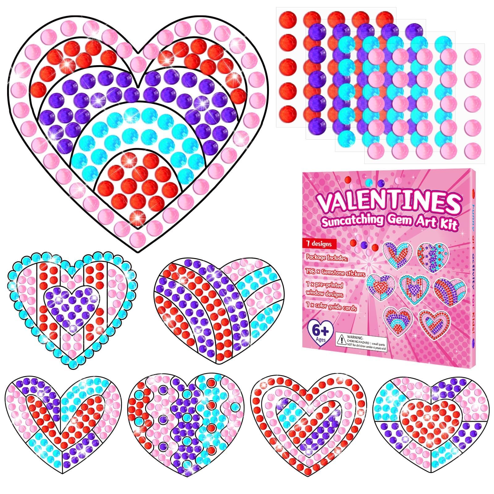 Amazon.com: Qyeahkj 7 Pcs Valentine's Day Arts Crafts Kit DIY Heart ...