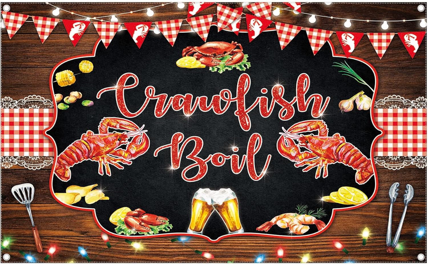 Amazon.com : YCUCUEI 72x43inch Crawfish Boil Backdrop Seafood BBQ ...