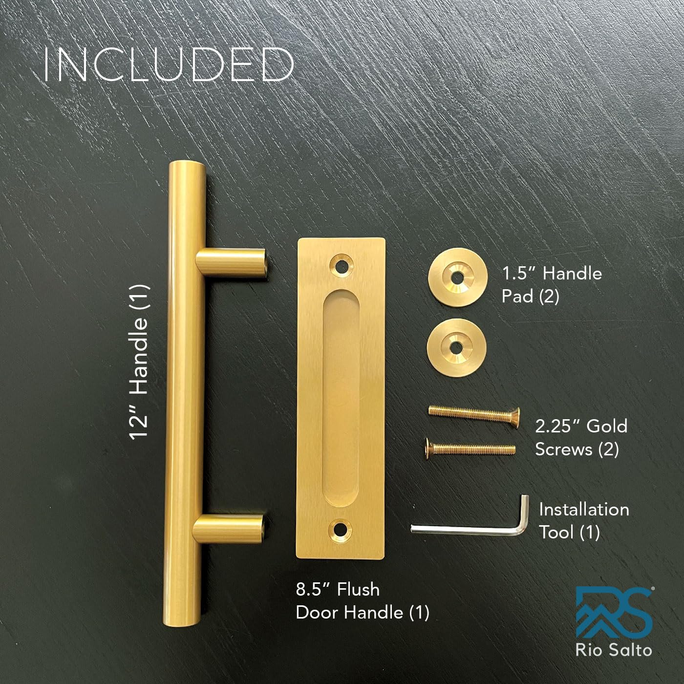 Snapklik.com : Rio Salto 12-Inch Gold Barn Door Handle Kit Closet Door ...