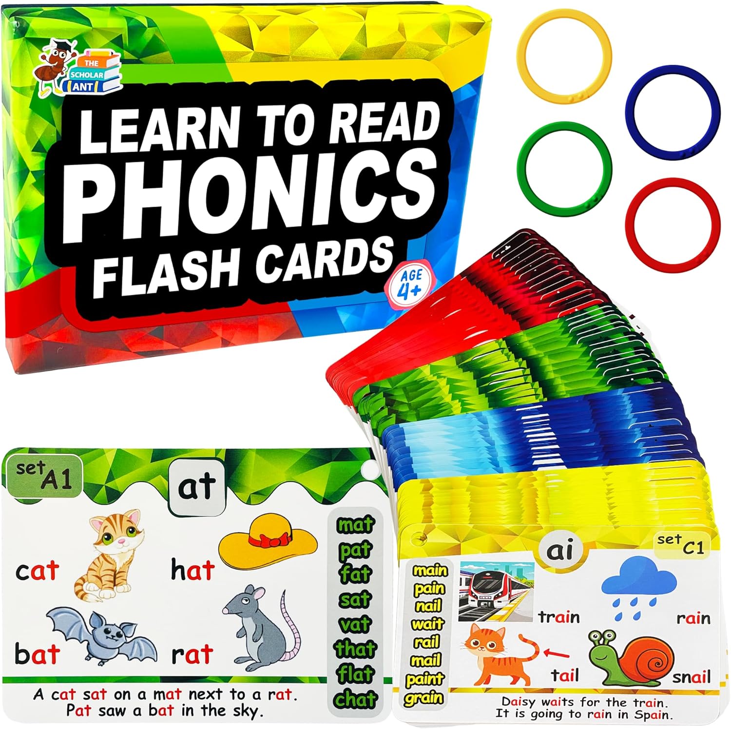 Phonics Flash Cards - Learn to Read in 20 Phonic Stages - Digraphs CVC Blends Long Vowel Sounds ...