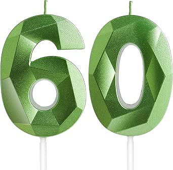 Amazon.com: Yiran Number 60 Candles,60th Birthday Candles,Green Happy ...