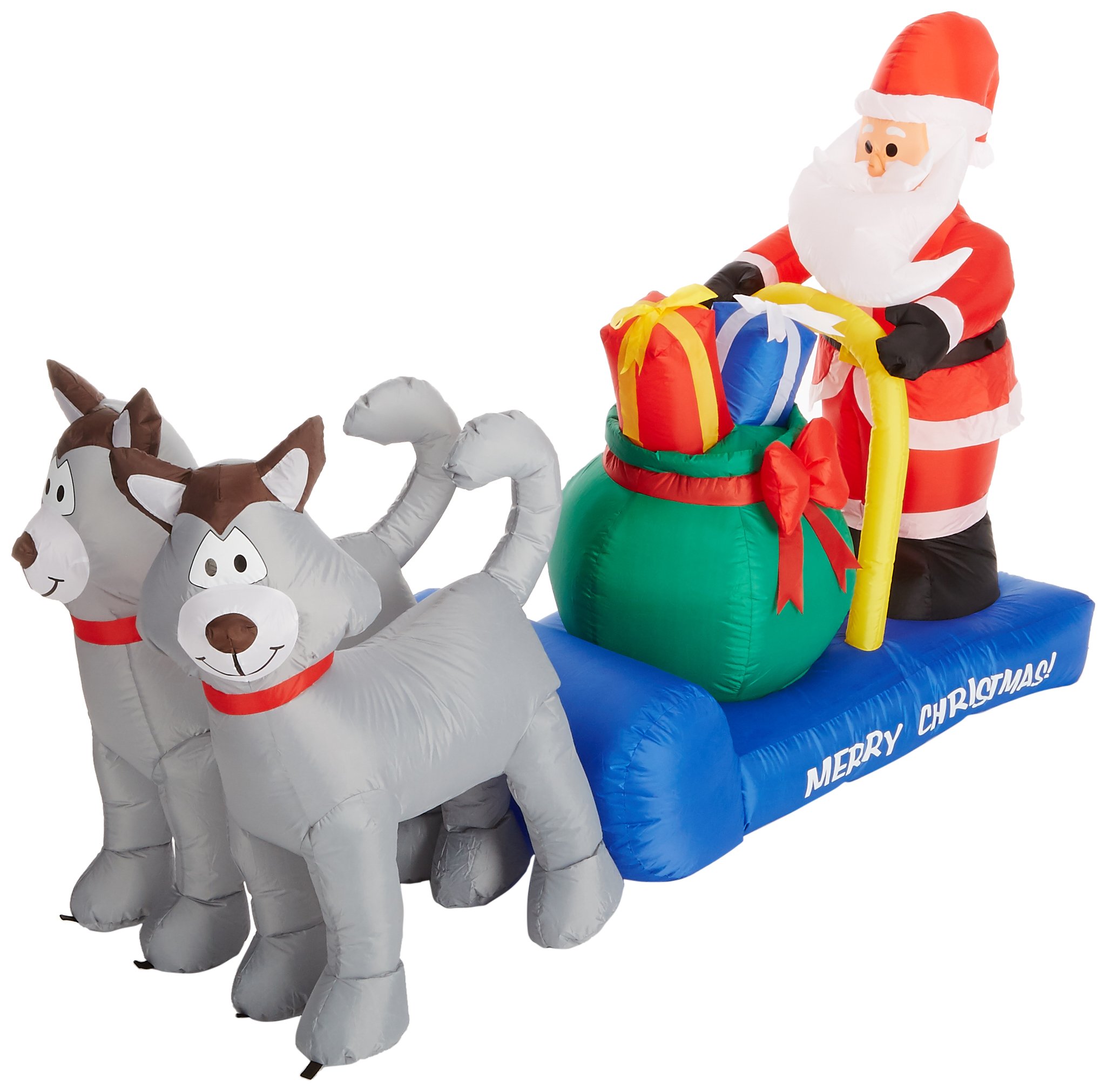 Amazon.com: 7 Foot Long Christmas Inflatable Santa Claus on Sleigh with ...