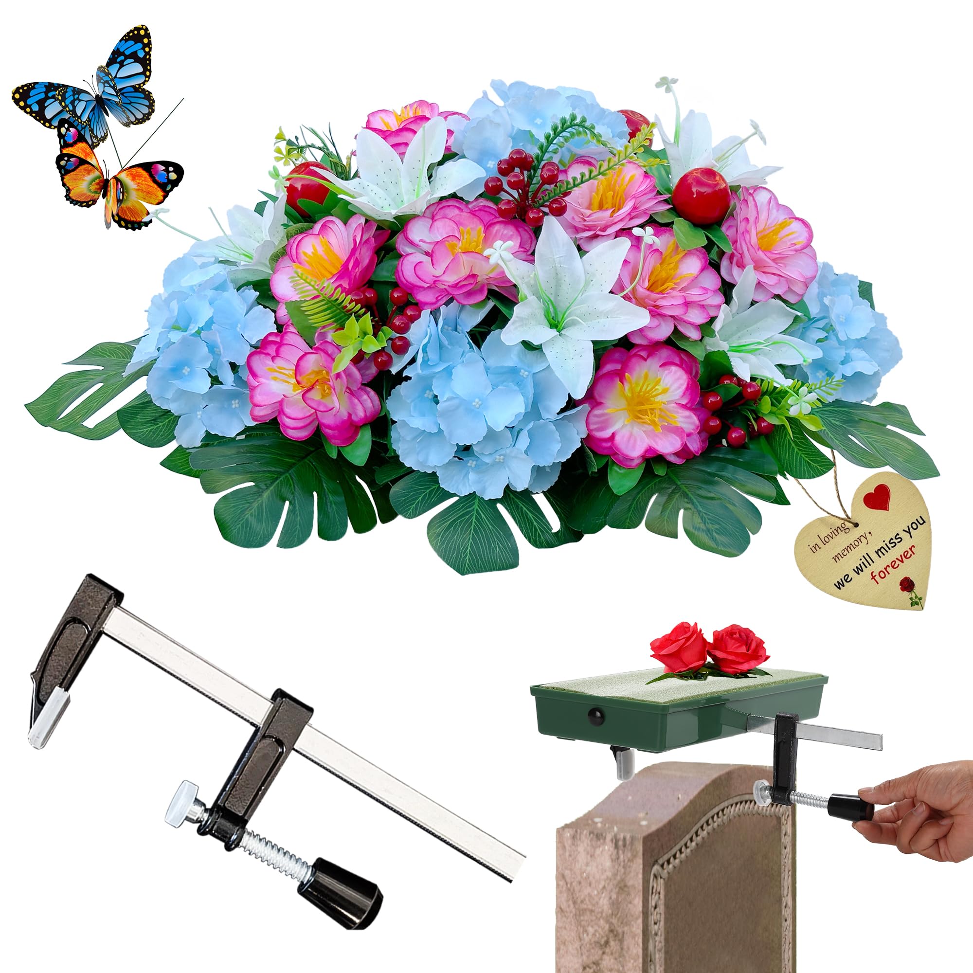 Amazon.com: ALL SPECIAL Headstone Flower Saddle Artificial Cemetery ...