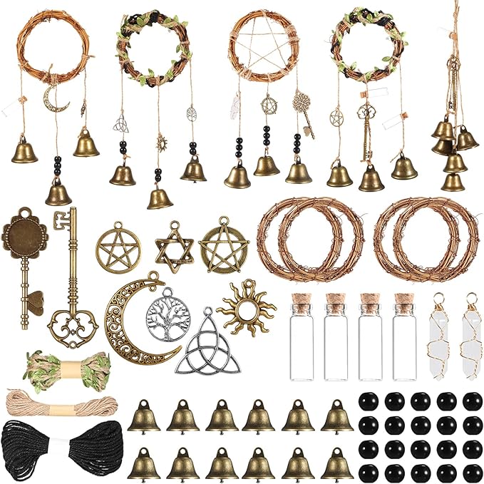 Amazon.com : Yinkin 54 Pcs Witch Bell DIY Kit Witchcraft Decor Wind ...