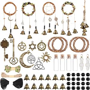 Amazon.com : Yinkin 54 Pcs Witch Bell DIY Kit Witchcraft Decor Wind ...