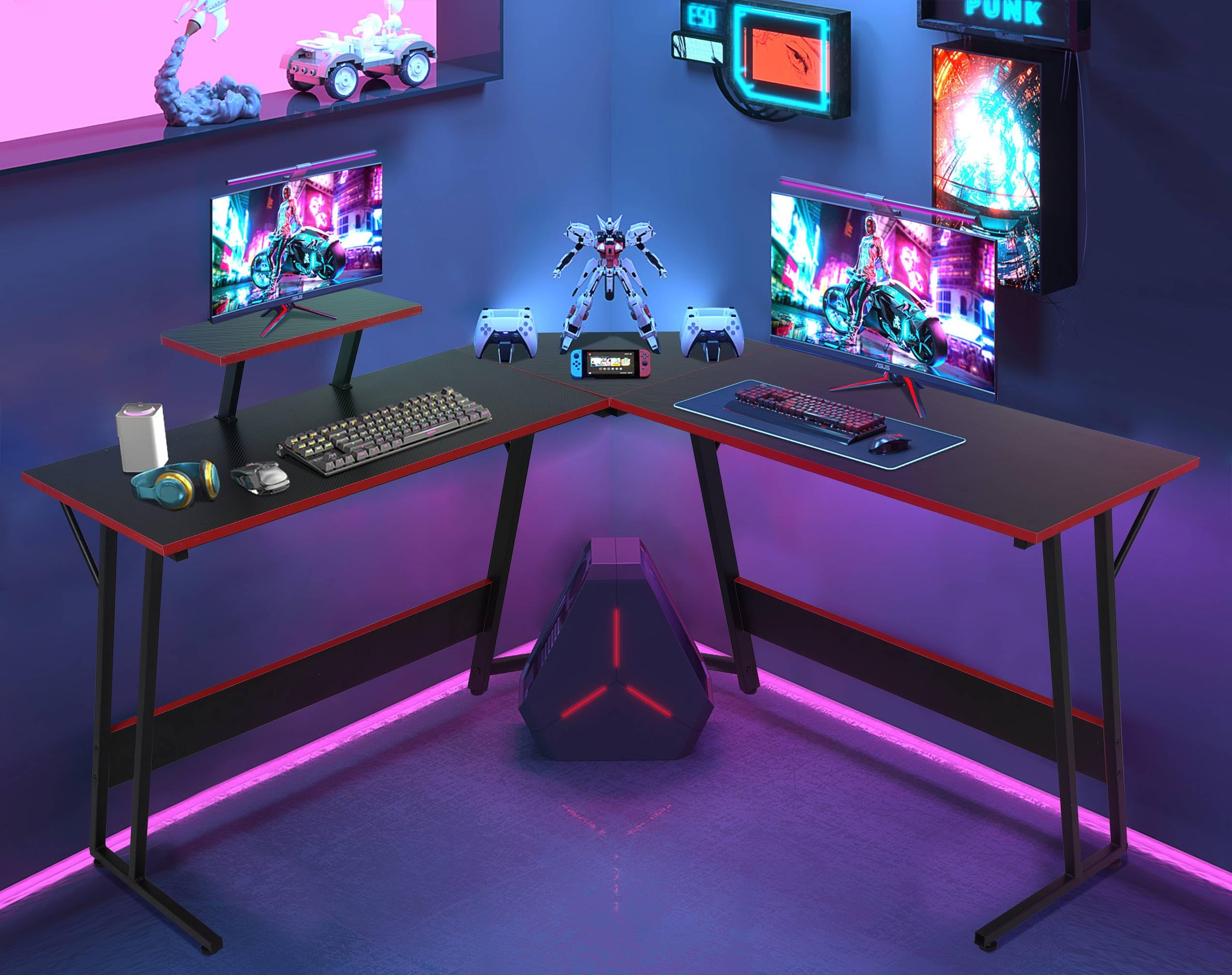 Amazon.com: Gaming Desk L Shaped Desk, 50.4” Large Desk Computer Desk ...