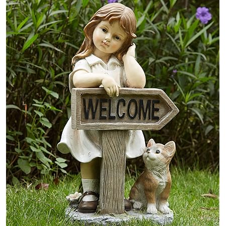 Amazon.com: Floryden Solar Boy Statue, Garden Boy Statues with Solar ...