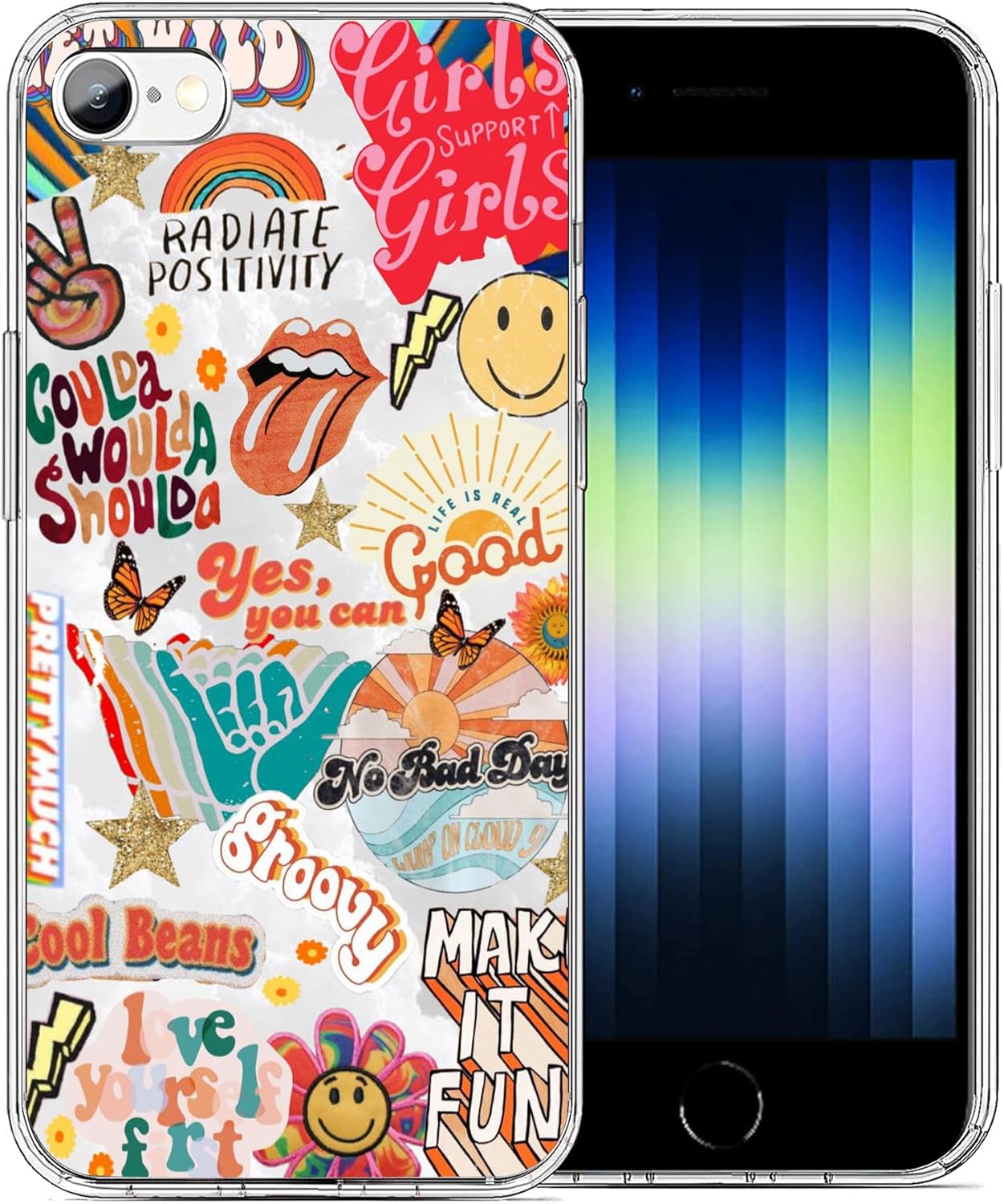 Amazon.com: Design for iPhone 7 Plus iPhone 8 Plus, Retro Aesthetic Collage Vintage Chic Vibe ...