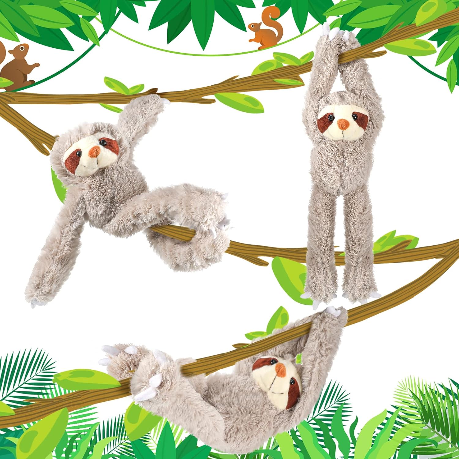 Amazon.com: Yinder 3 Pcs Hanging Sloth Stuffed Animal 18 Inch Large ...