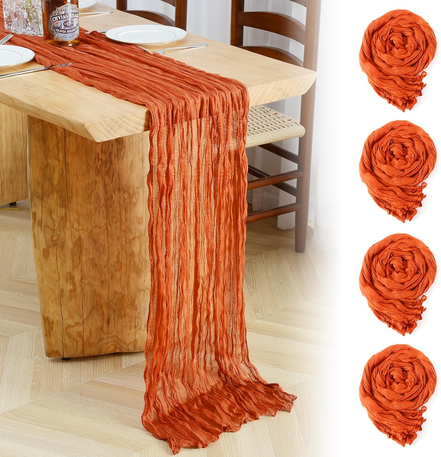 Amazon.com: Rdutuok 4Pcs 10Ft Cheesecloth Table Runner 35x120inch ...