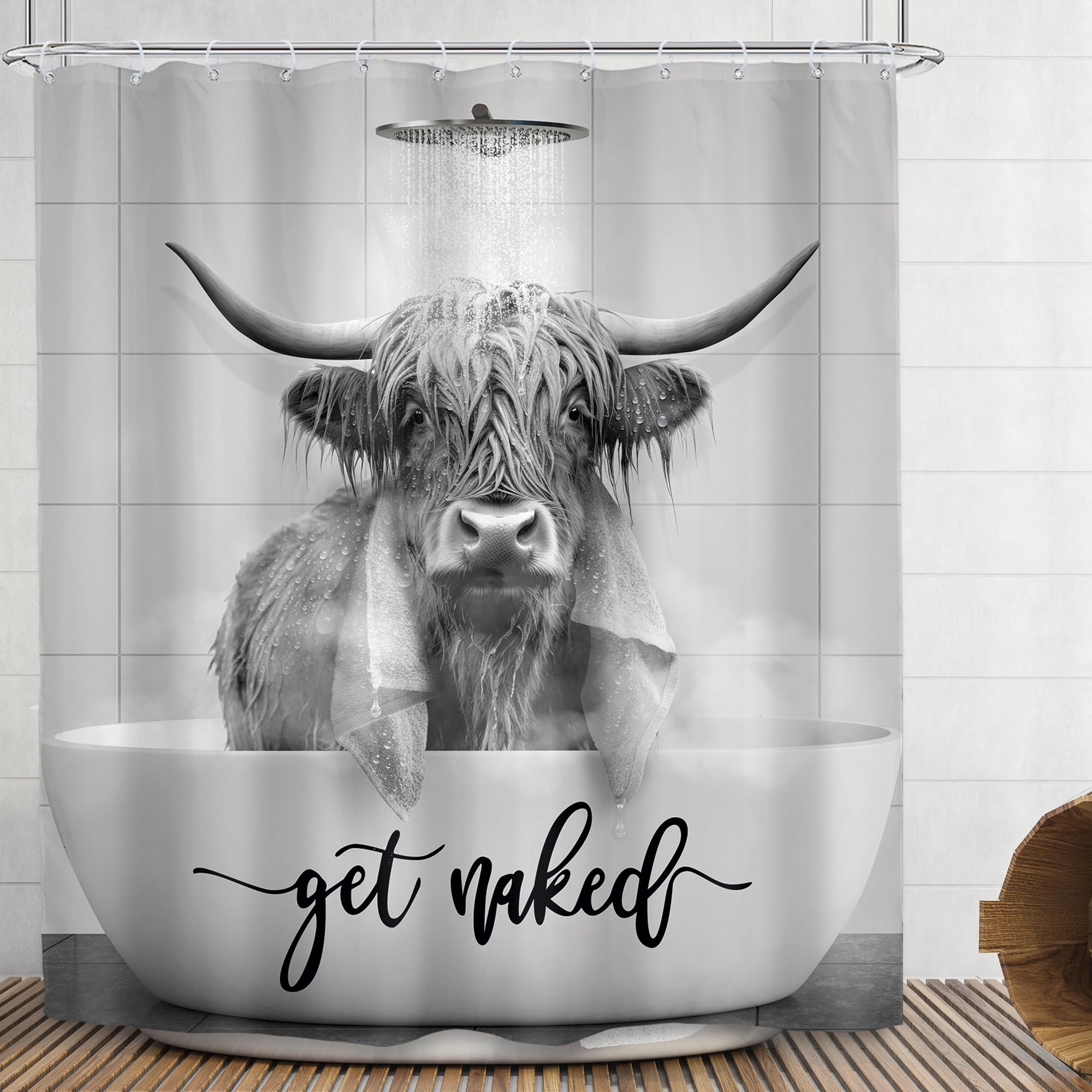 Amazon.com: SVBright Farmhouse Highland Cow Shower Curtain 60Wx72L Inch ...