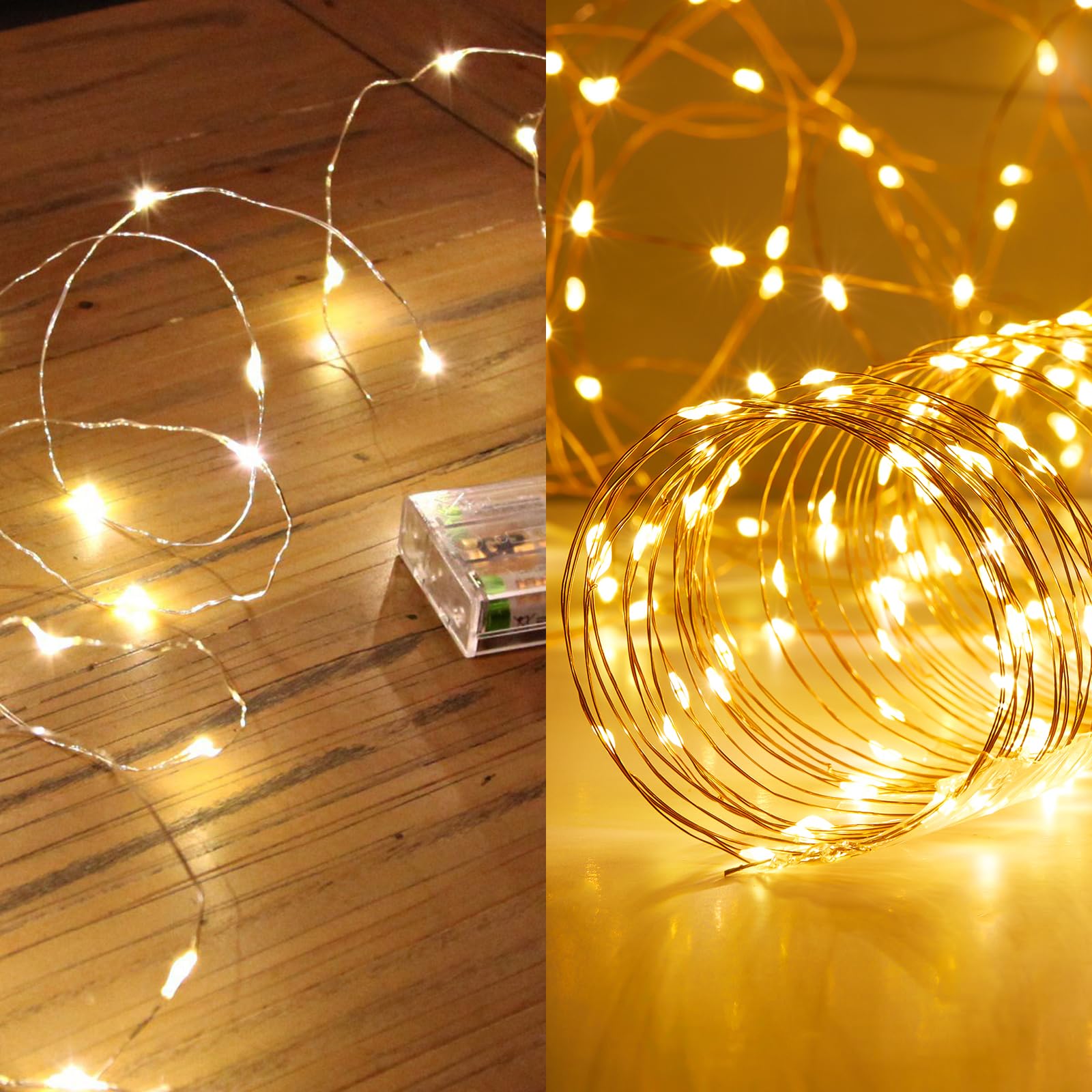 Amazon.com: Ariceleo 16.4ft Battery LED String Light & 65.6ft 8-Mode ...