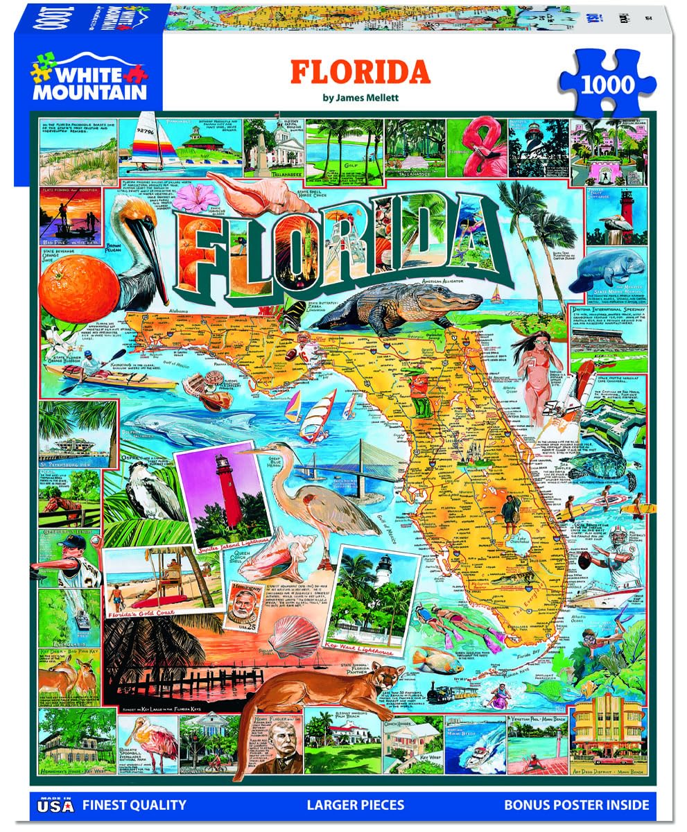 Amazon.com: White Mountain Puzzles Florida - 1000 Piece Jigsaw Puzzle ...