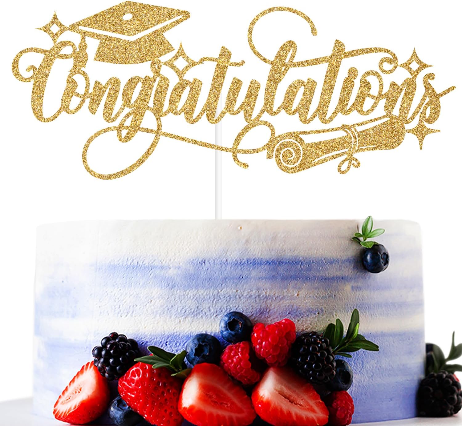 Amazon.com: Sriburcio Gold Glitter Congratulations Cake Topper, Class ...