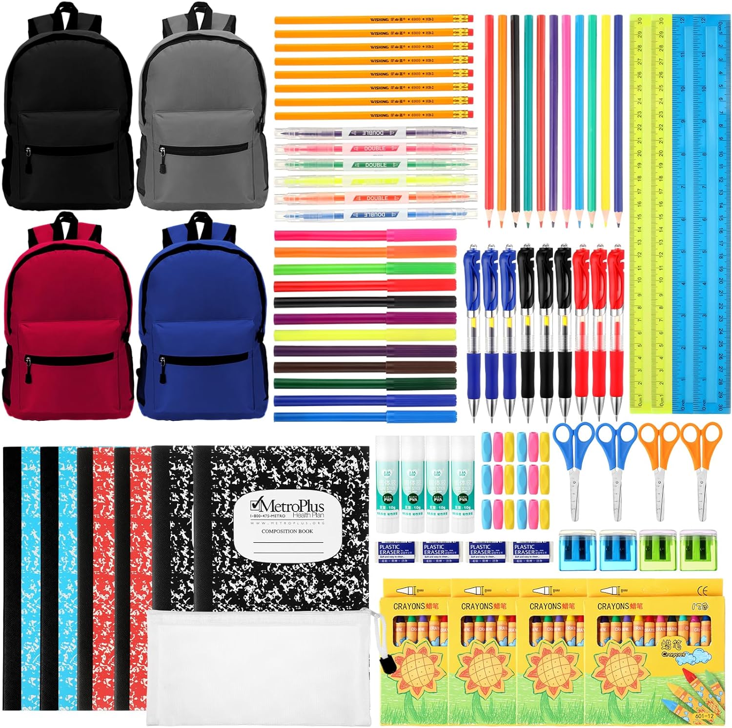 Amazon.com : Gilprop 4 Sets Back to School Essentials Bulk Includes ...