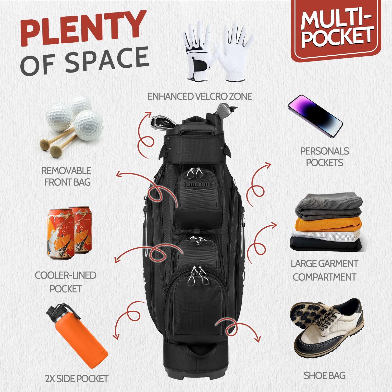 Snapklik.com : UNIHIMAL 14-Way Golf Cart Bag Pro