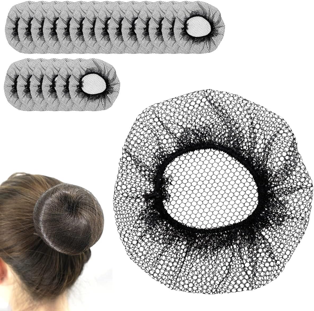 20 Pack Ballet Hair Nets for Girls, Elastic Hair Nets, Invisible Hair ...