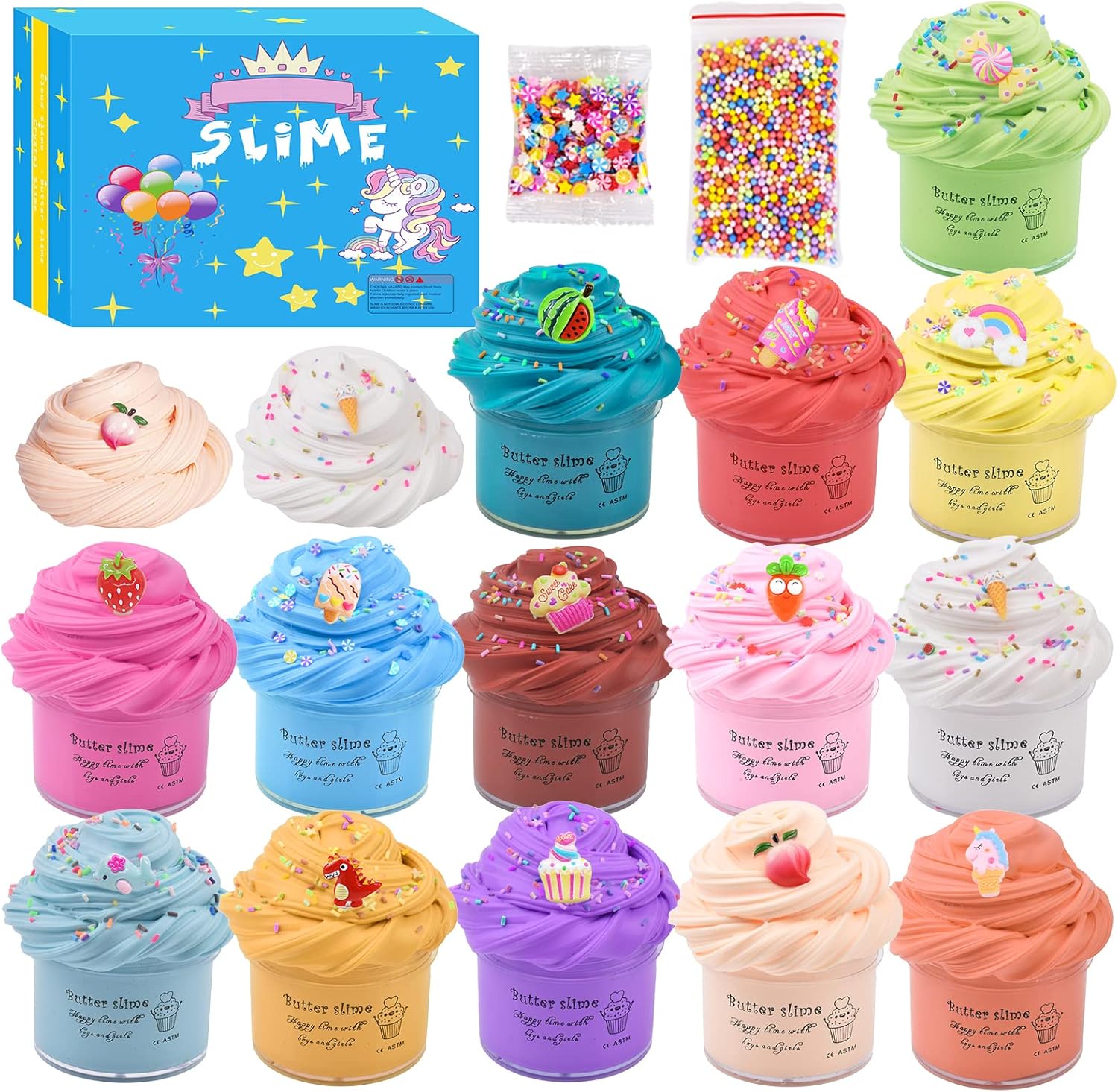 Amazon.com: 14 Pack Slime Kit Super Mini Butter Slime,Scented Funny ...