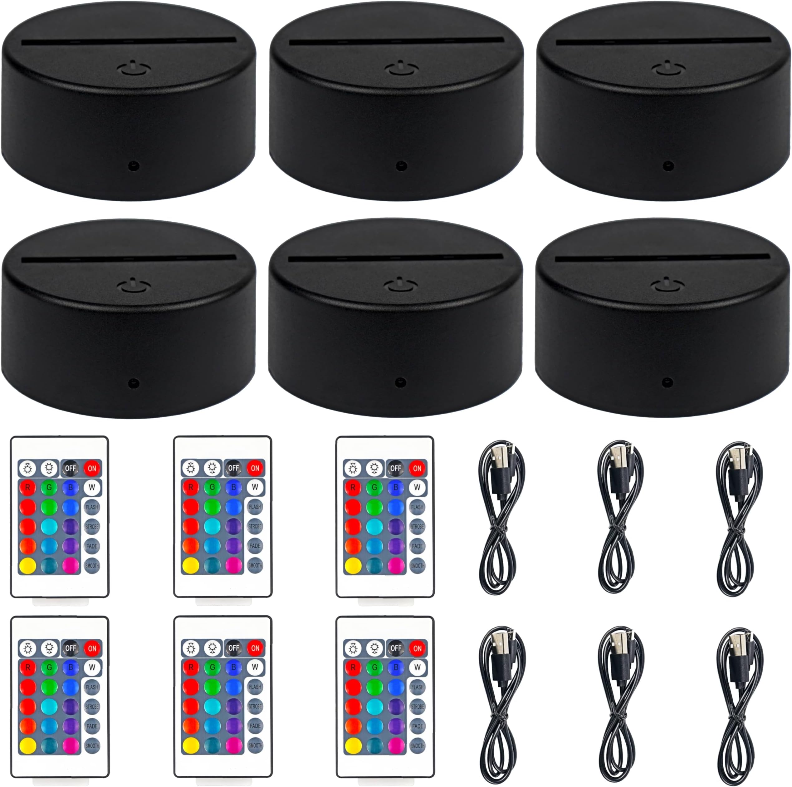 Honoson 8 Pieces Night LED Light Lamp Base 16 Colors LED Light Display ...