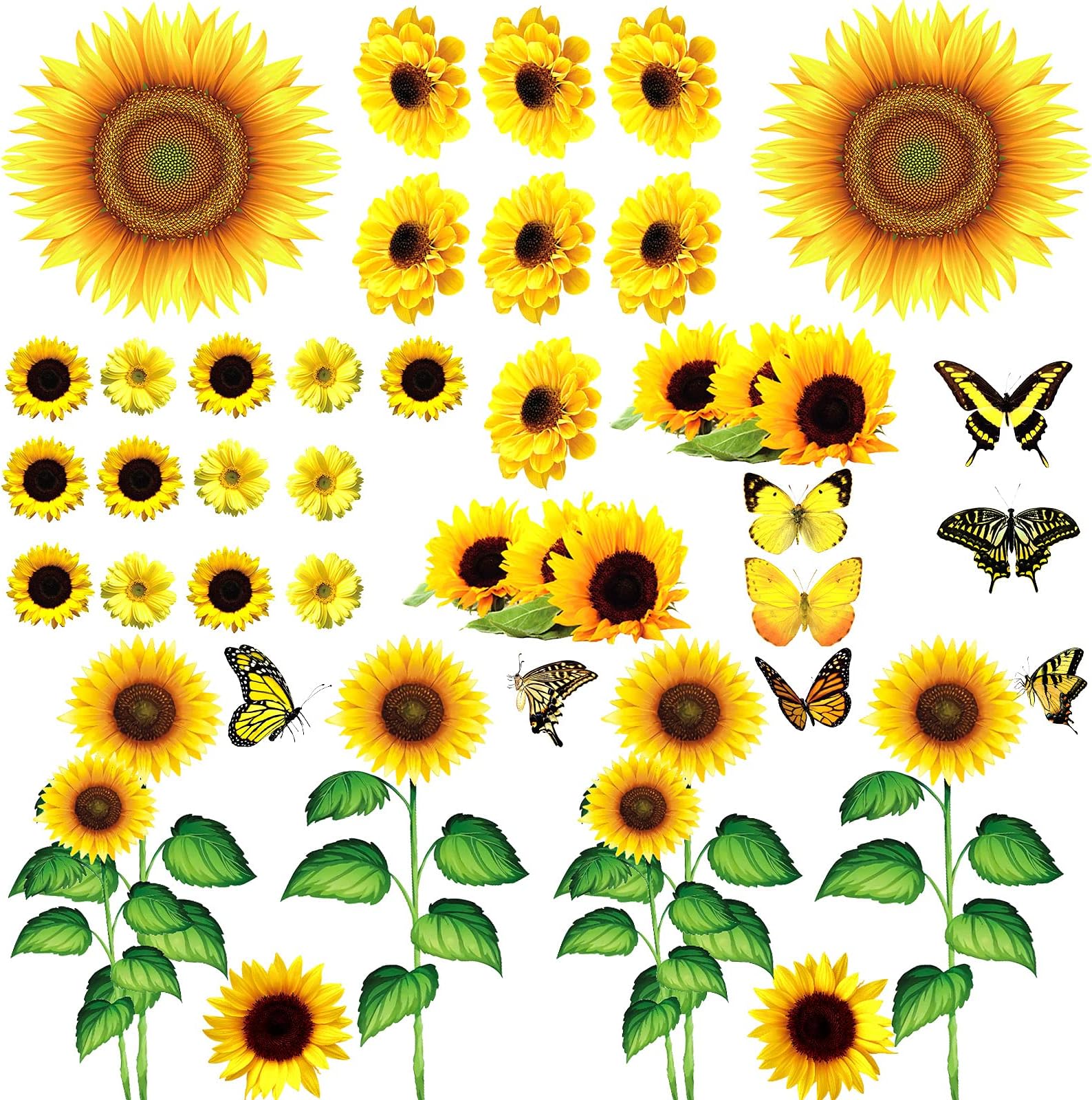 Amazon.com: 56Pcs Sunflower Butterfly Sticker Sunflower Stickers for ...