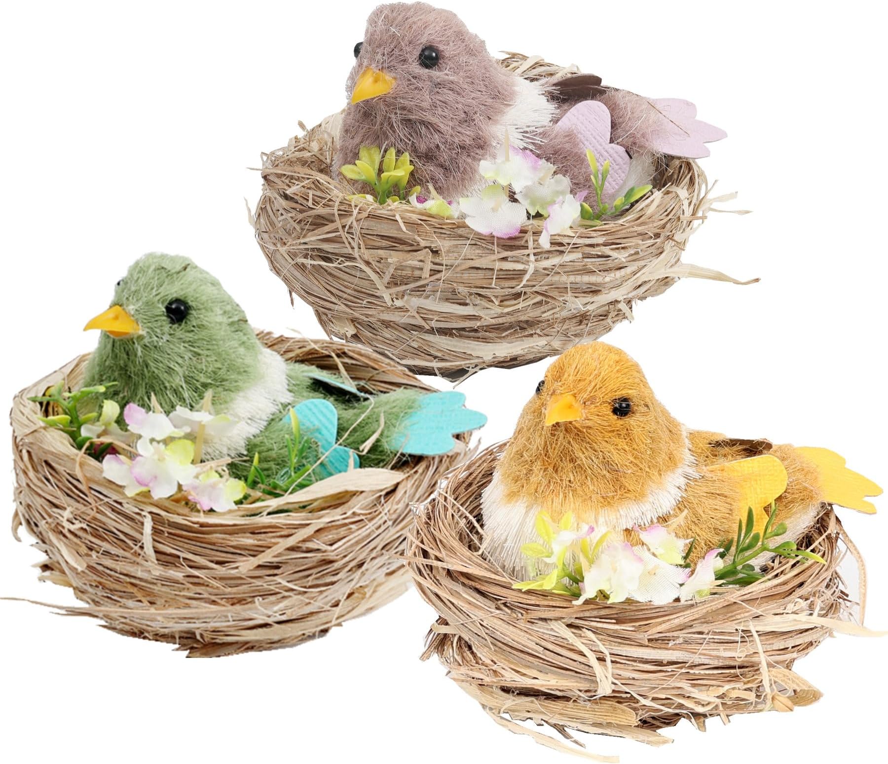 Amazon.com: Nature Vibe Sisal Bird Nest Easter Decor,Set of 3 Lifelike ...
