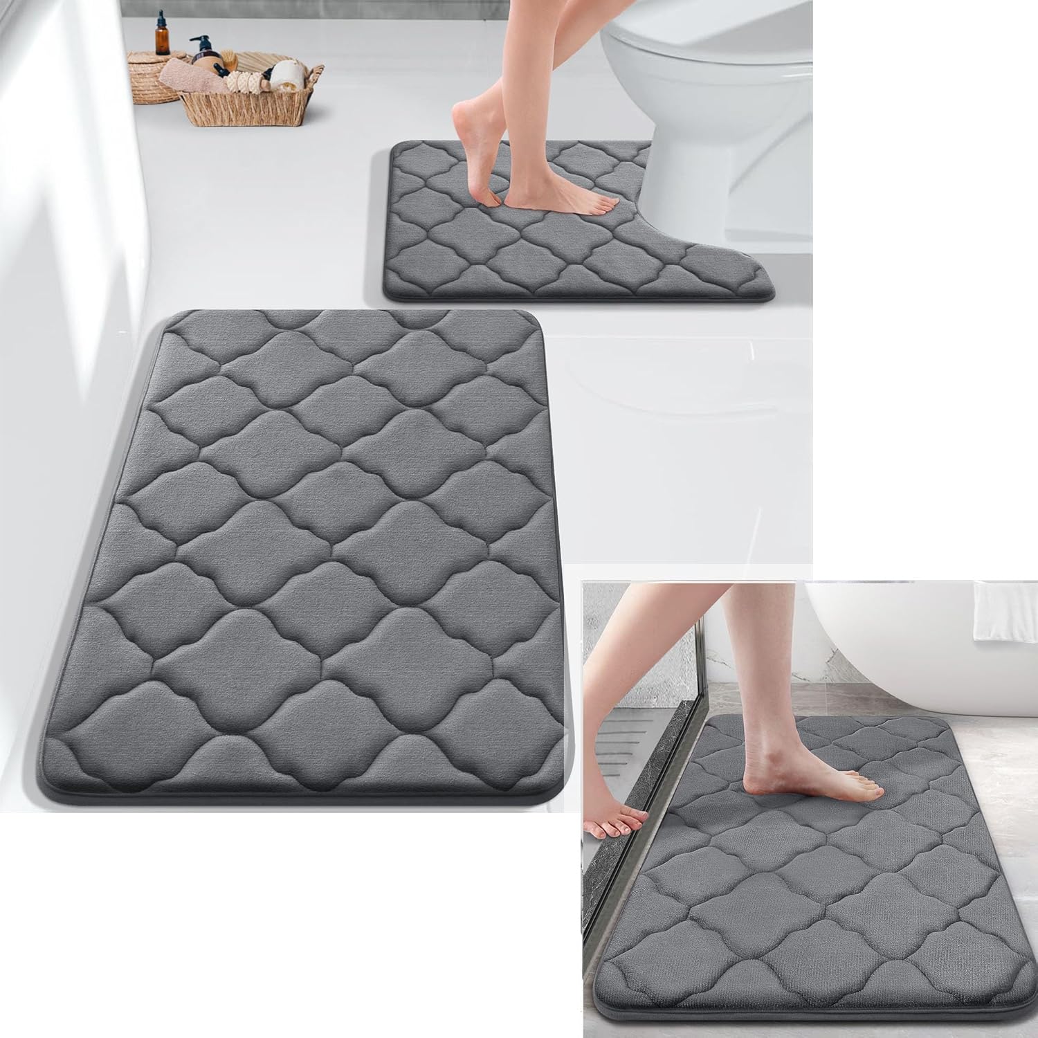Amazon.com: OLANLY Memory Foam Bath Rugs and Toilet Rug U-Shaped, Bath ...