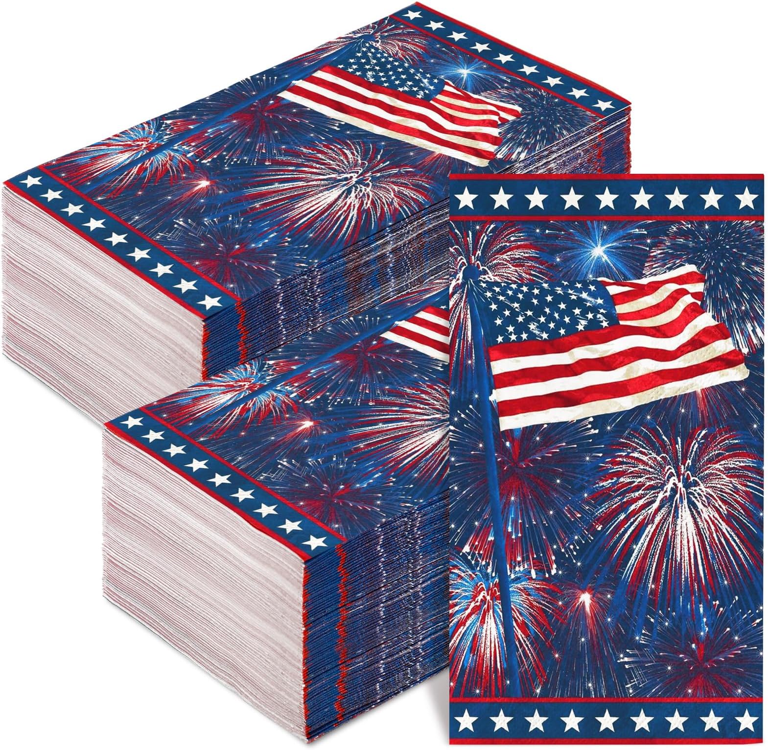 Amazon.com: AnyDesign 100 Sheets Patriotic Guest Napkins USA Flag ...