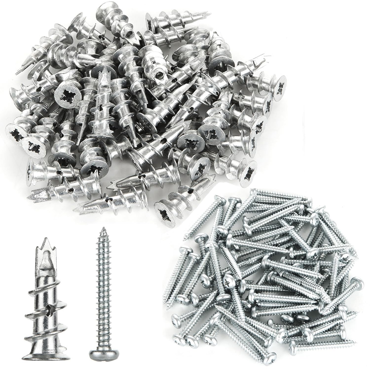 LOLYSIC 100 Pack Plasterboard Fixings, Plasterboard Wall Plugs and ...