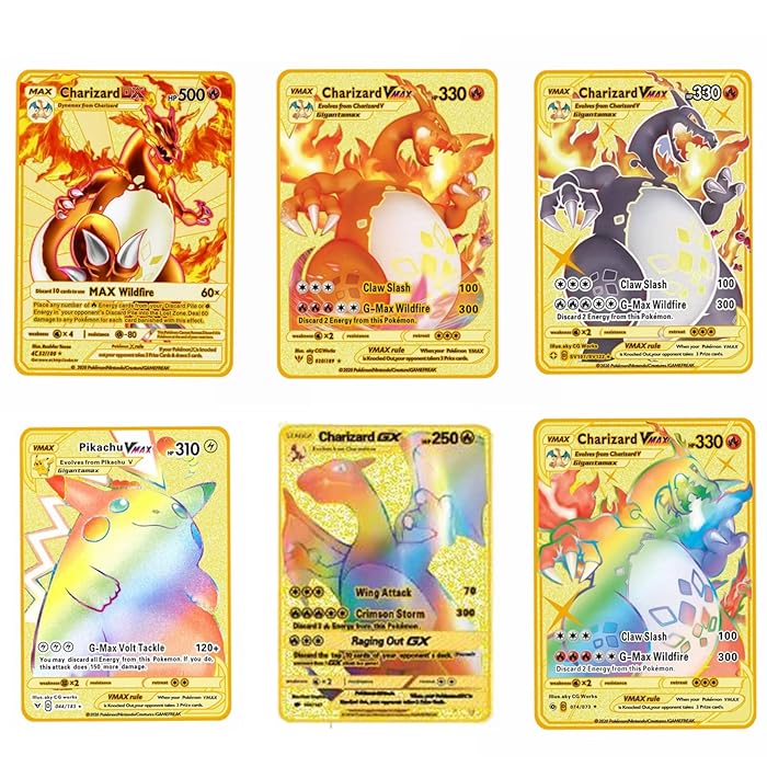 Buy Charizard Vmax Metal Gold Plated Card, Charizard Vmax Cards for DX ...