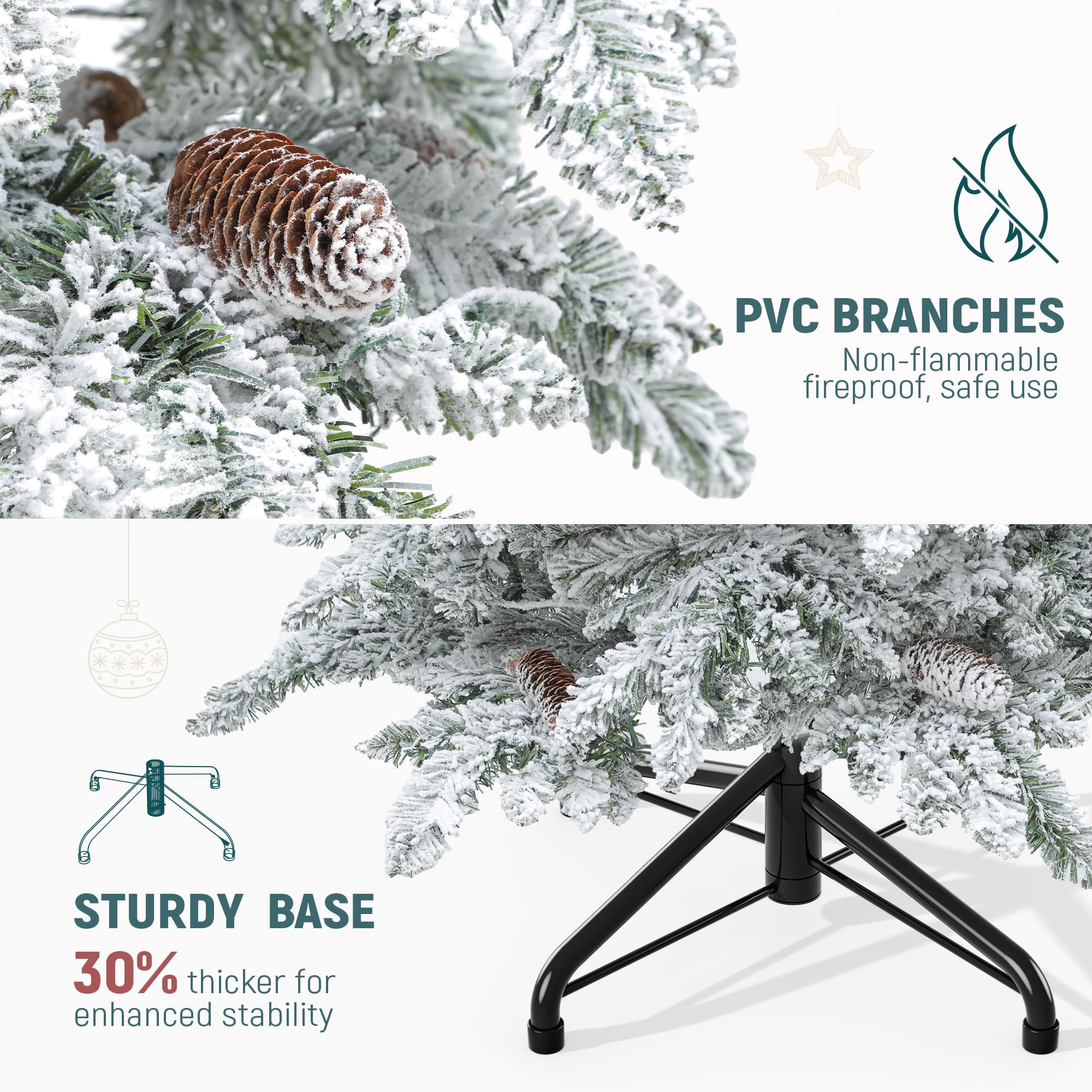 YITAHOME Pre-Lit Flocked Drooping Pencil Spruce Artificial Christmas ...