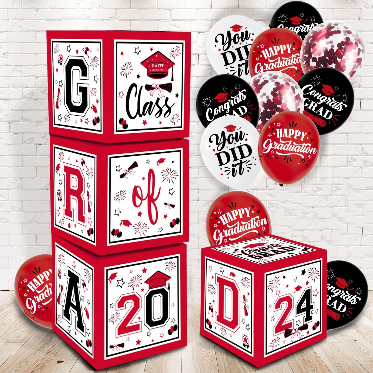 Amazon.com: NUTTYBASH Graduation Decorations Class of 2024, Red ...