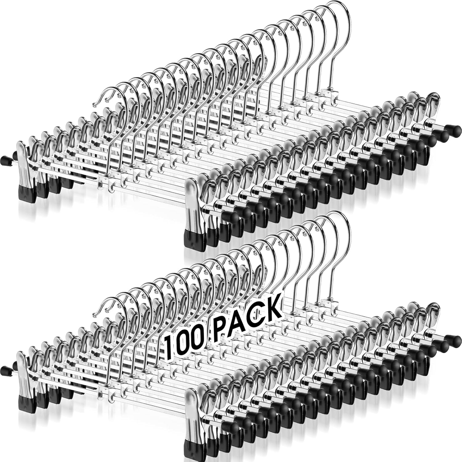 Amazon.com: Weysat 100 Pack Pant Hangers with Clips Adjustable Metal ...